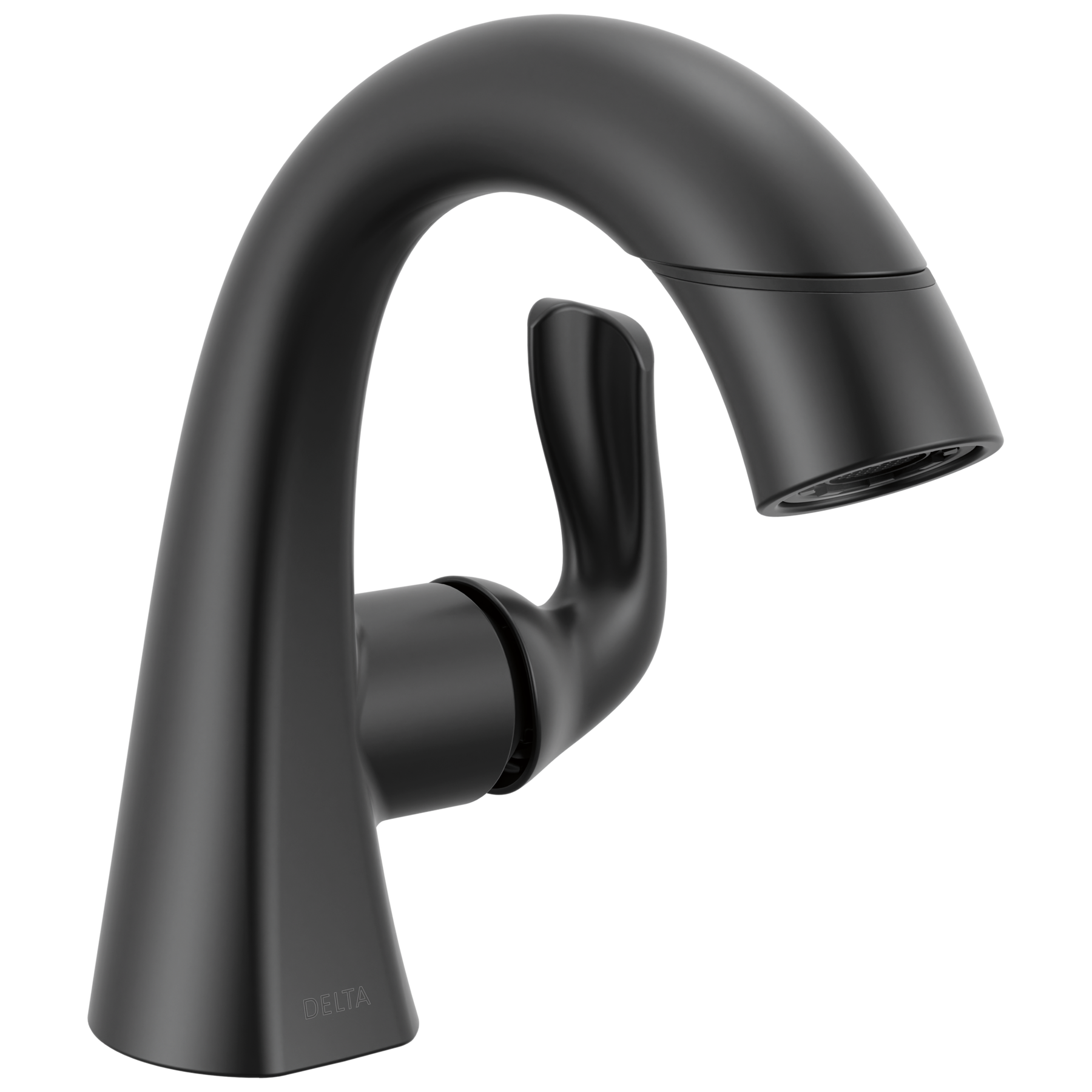 Single Handle Pull-Down Bathroom Faucet in Matte Black 15840LF-BLPD | Delta Faucet