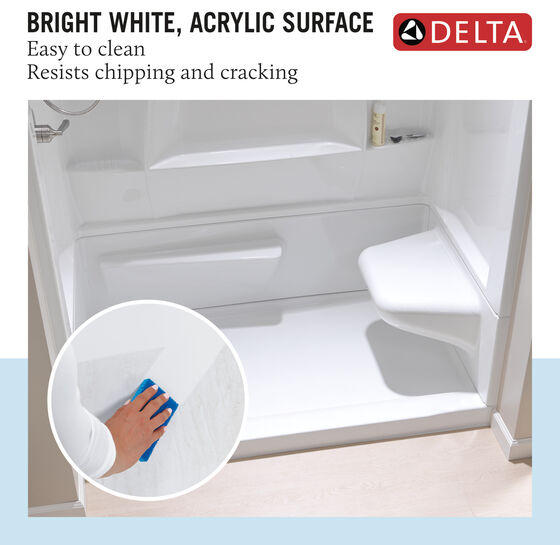Procrylic Seated Shower Kit 60"x32" Right Drain in High Gloss White ...