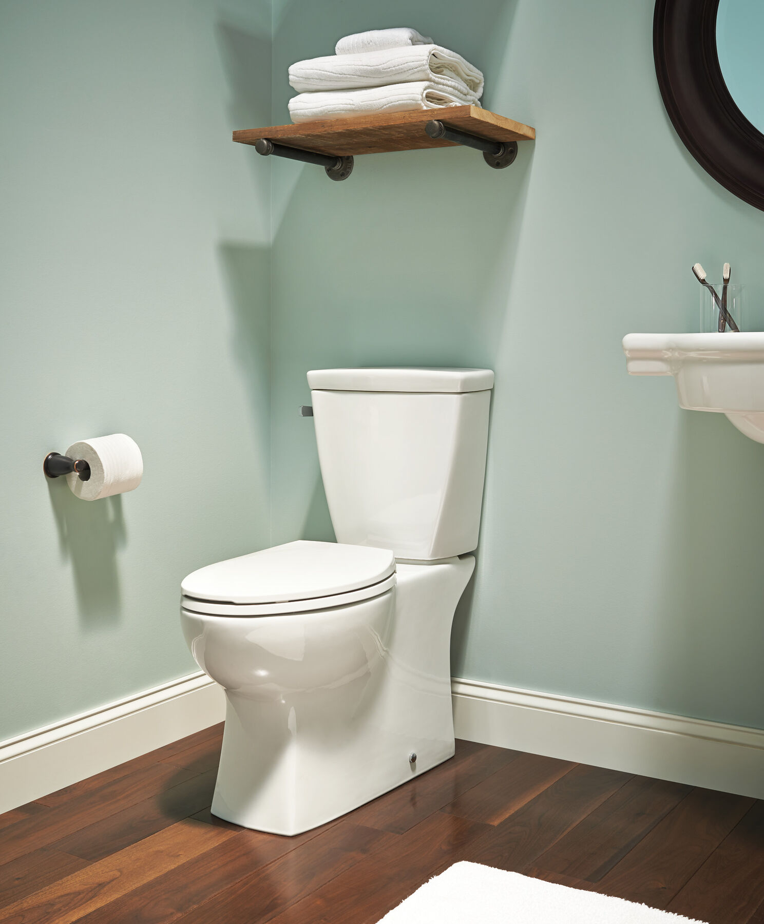 Elongated Concealed Trapway Toilet in White C43906-WH | Delta Faucet