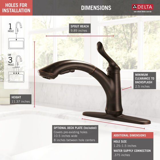 Single Handle Pull-Out Kitchen Faucet in Venetian Bronze 4353-RB-DST ...