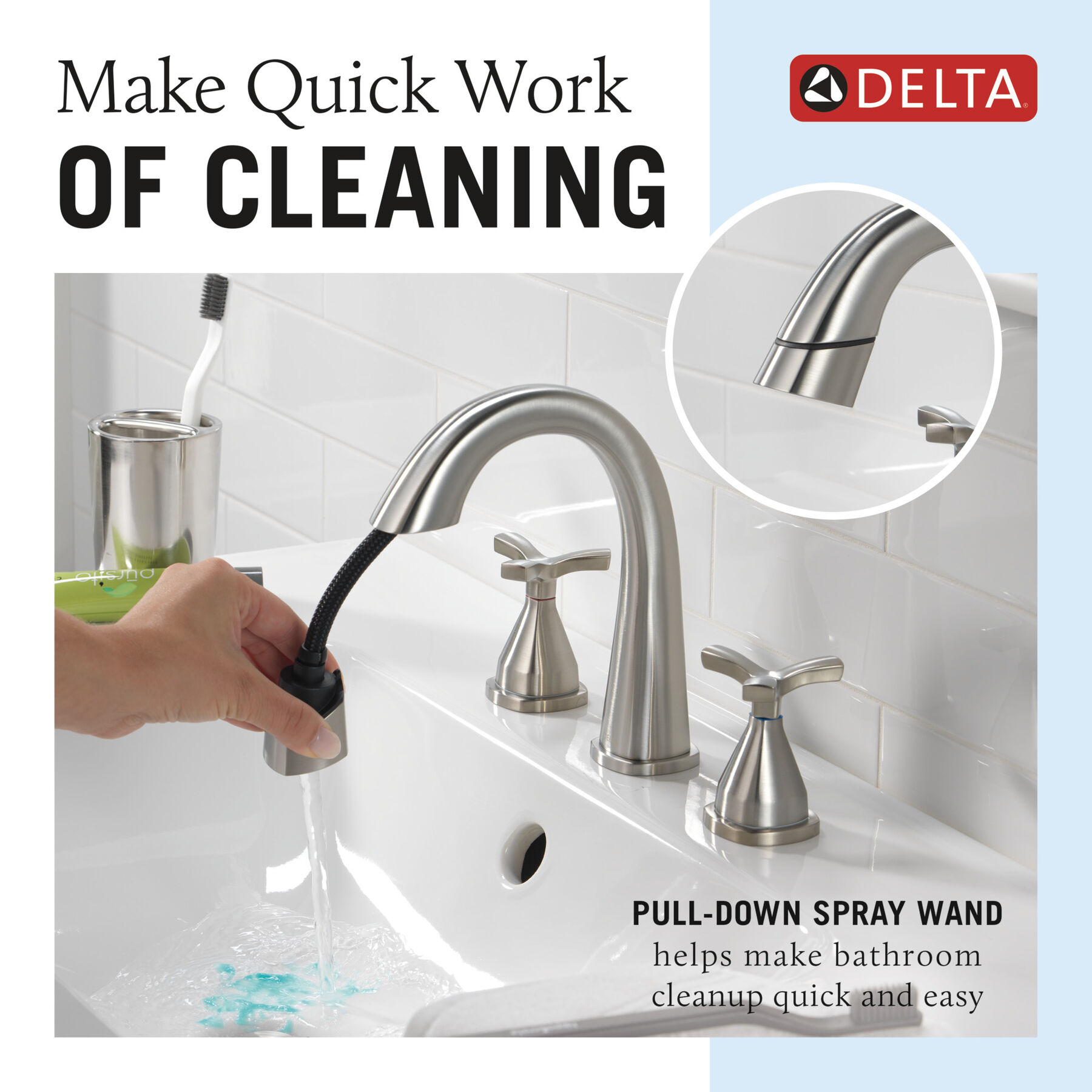 Two Handle Widespread Pull Down Bathroom Faucet in Lumicoat® Stainless 357756-SSPD-PR-DST ...