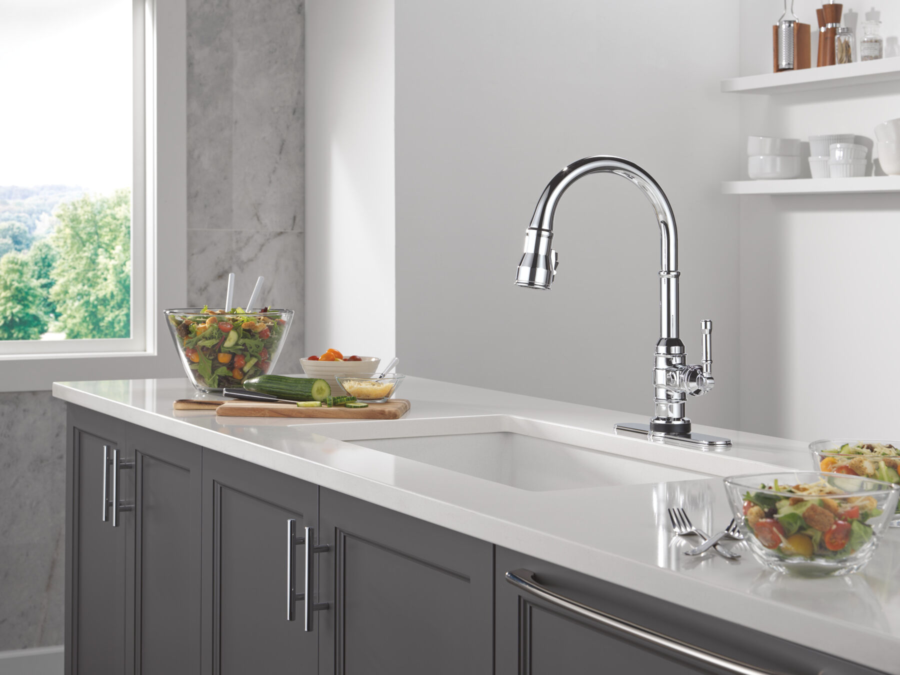 Touch2O® Technology Kitchen Faucet with Touchless Technology in Chrome ...
