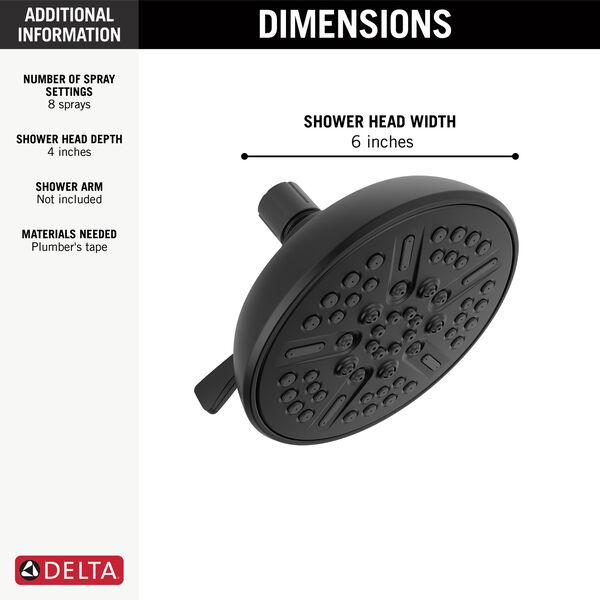 8-Setting Shower Head in Matte Black 75898BL | Delta Faucet