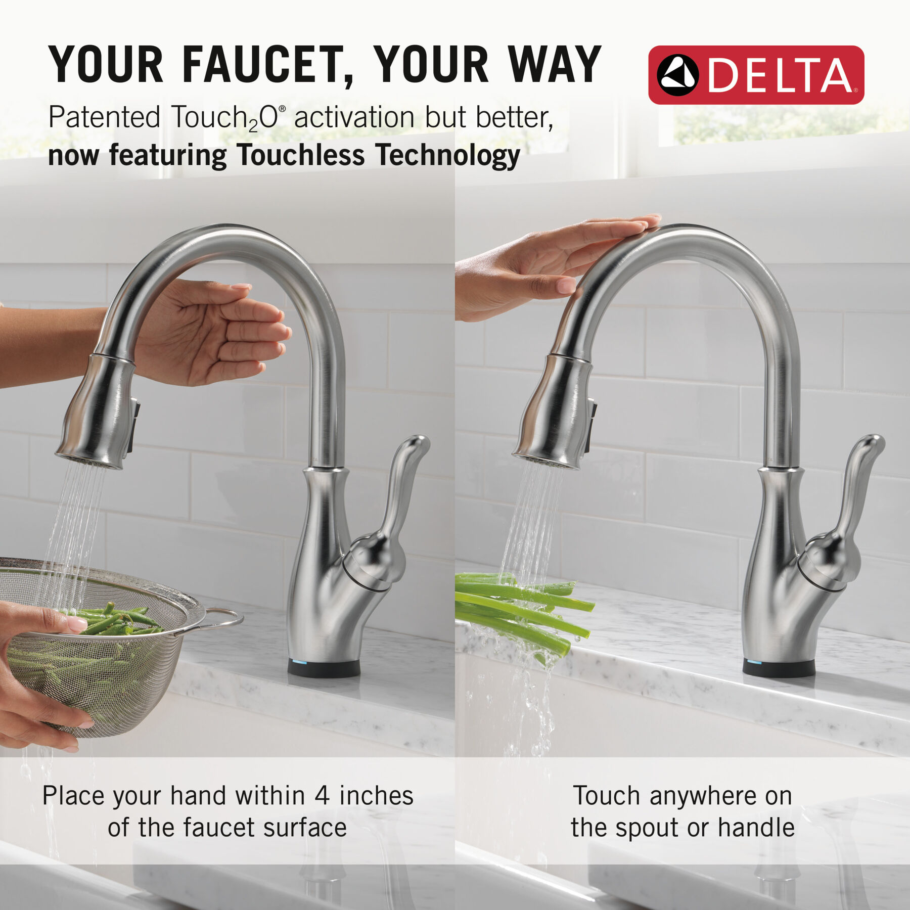 Touch2O® Kitchen Faucet with Touchless Technology in Arctic Stainless ...