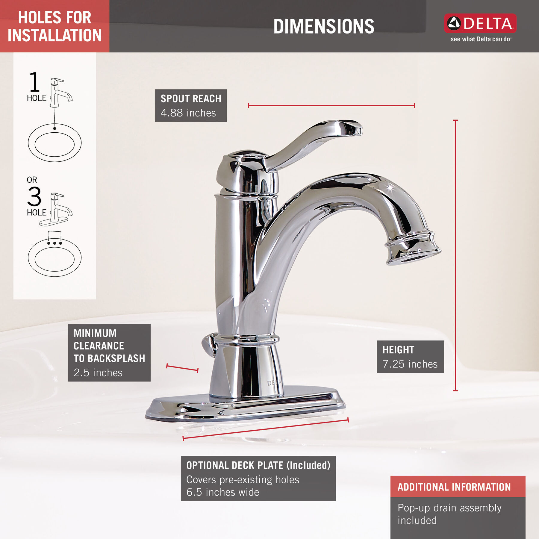 Single Handle Bathroom Faucet in Chrome 15984LF-ECO | Delta Faucet