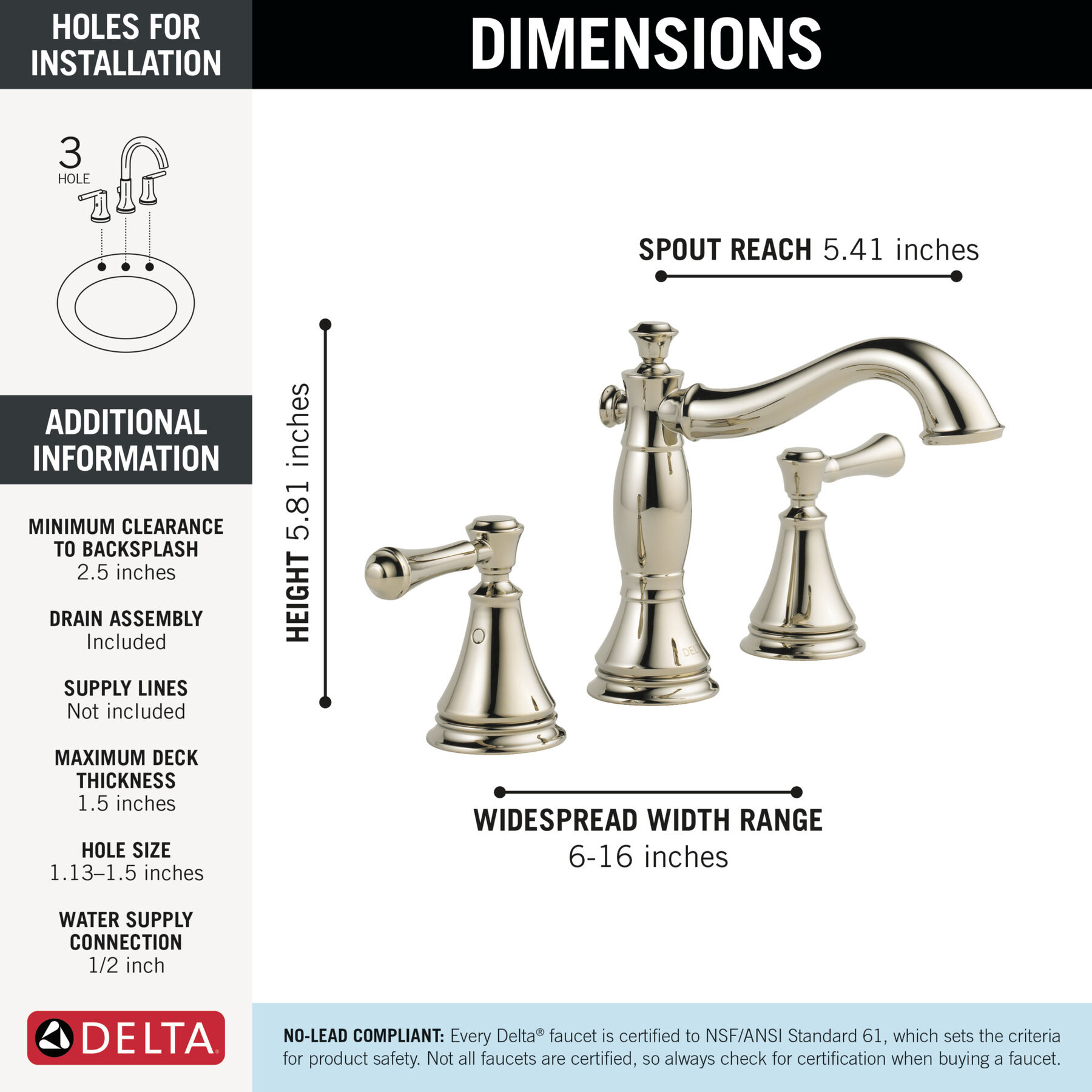 Two Handle Widespread Bathroom Faucet in Polished Nickel 3597LF-PNMPU ...