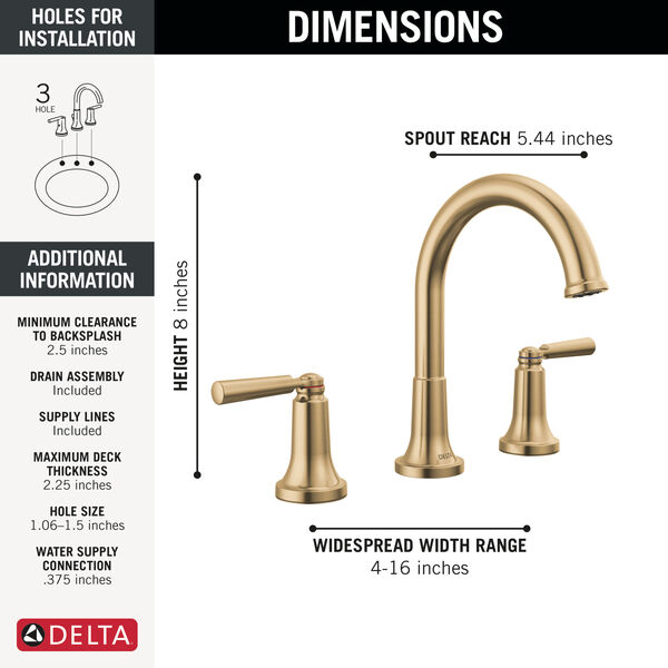 Two Handle Widespread Bathroom Faucet in Champagne Bronze 3535-CZMPU-DST | Delta Faucet