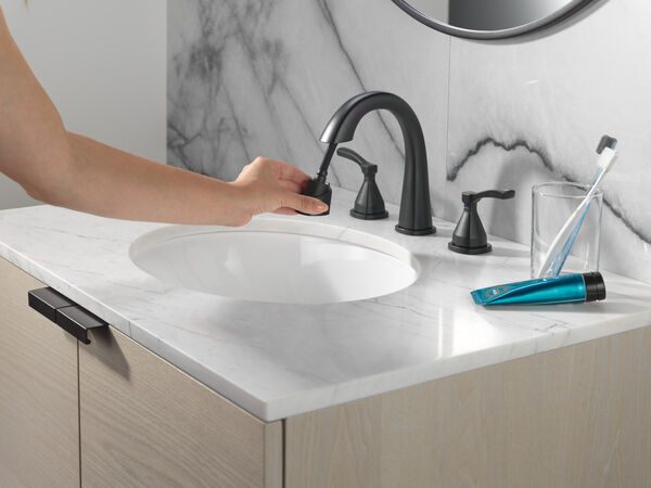 Two Handle Widespread Pull Down Bathroom Faucet in Matte Black 35775 ...