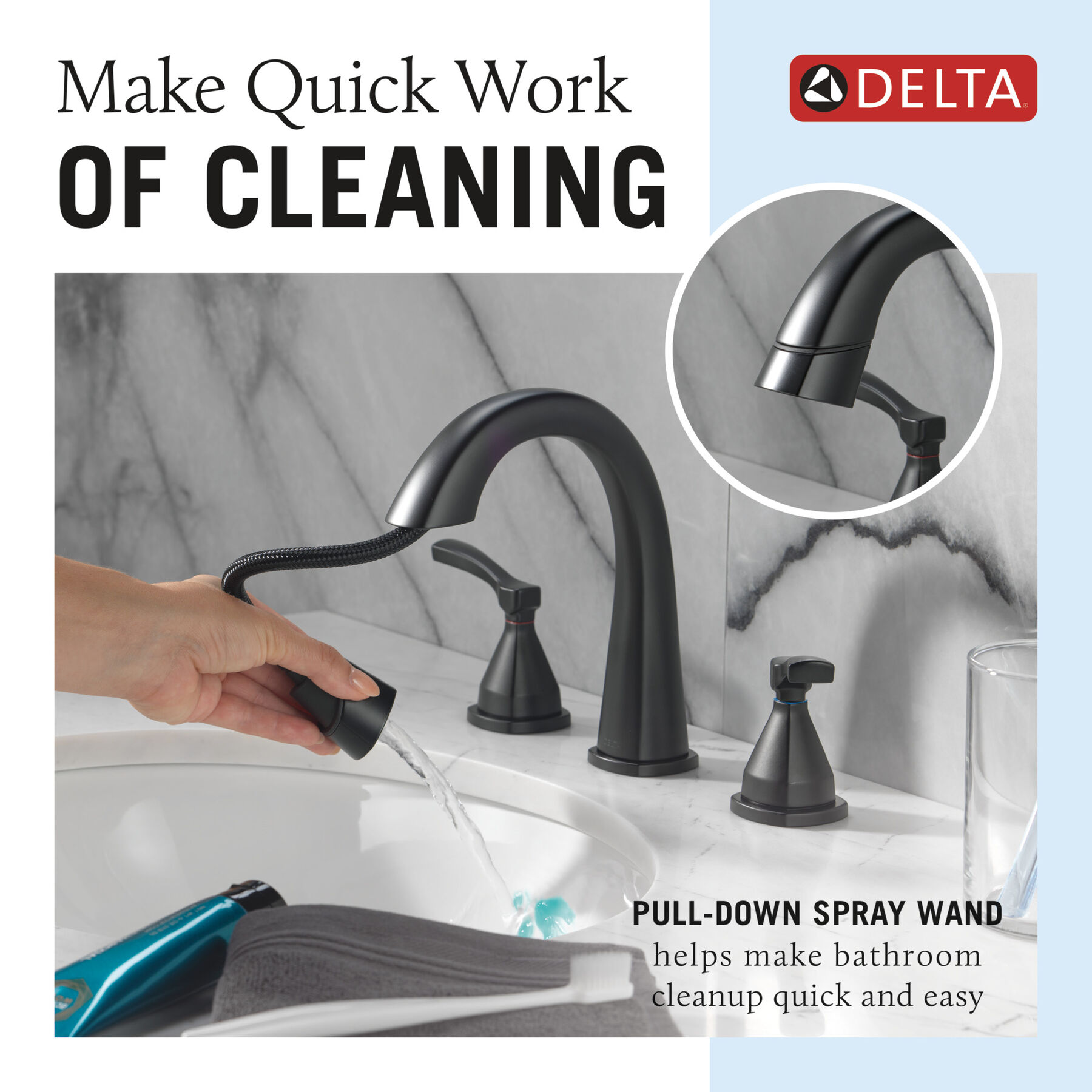 Two Handle Widespread Pull Down Bathroom Faucet in Matte Black 35775 ...