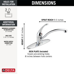 Single Handle Kitchen Faucet (Recertified) in Chrome 100-DST-R | Delta ...