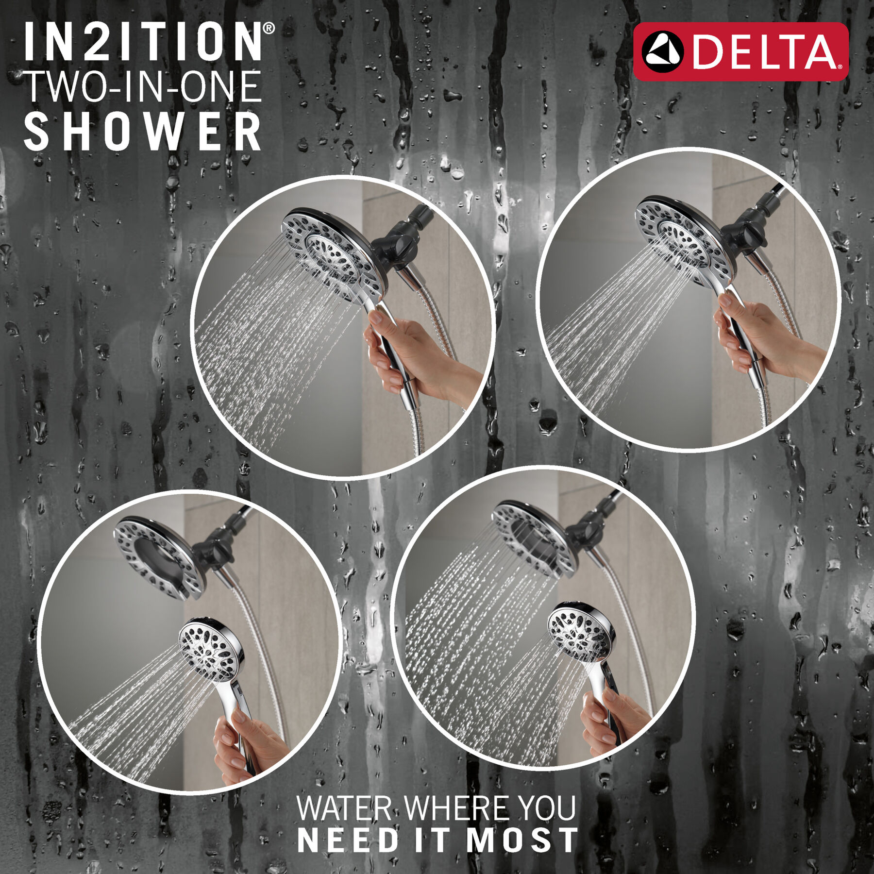 In2ition® 4-Setting Two-in-One Shower in Chrome 75491 | Delta Faucet