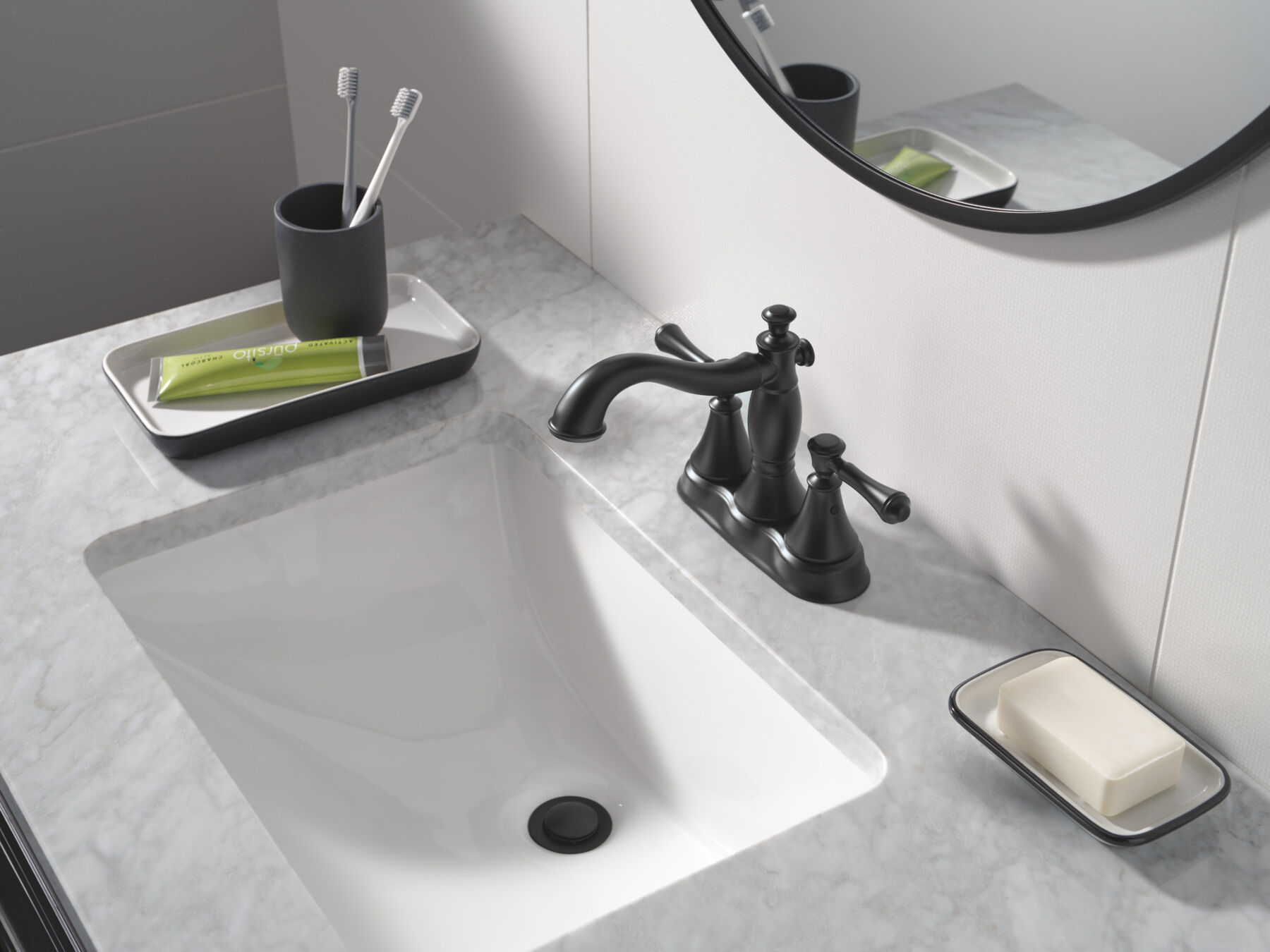 Two Handle Centerset Bathroom Faucet in Matte Black 2597LF-BLMPU ...