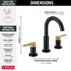 Two Handle Widespread Bathroom Faucet in Matte Black / Champagne Bronze 35749LF-GZ | Delta Faucet