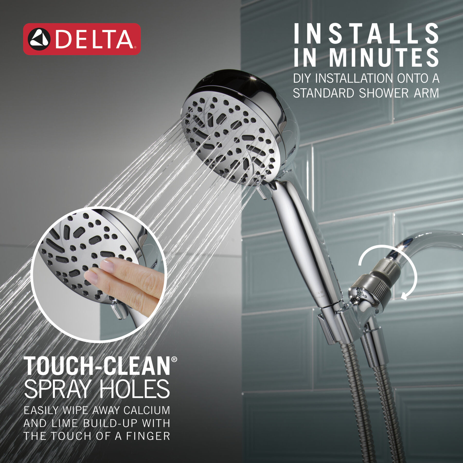 6-Setting Hand Shower with Cleaning Spray in Chrome 75740 | Delta Faucet