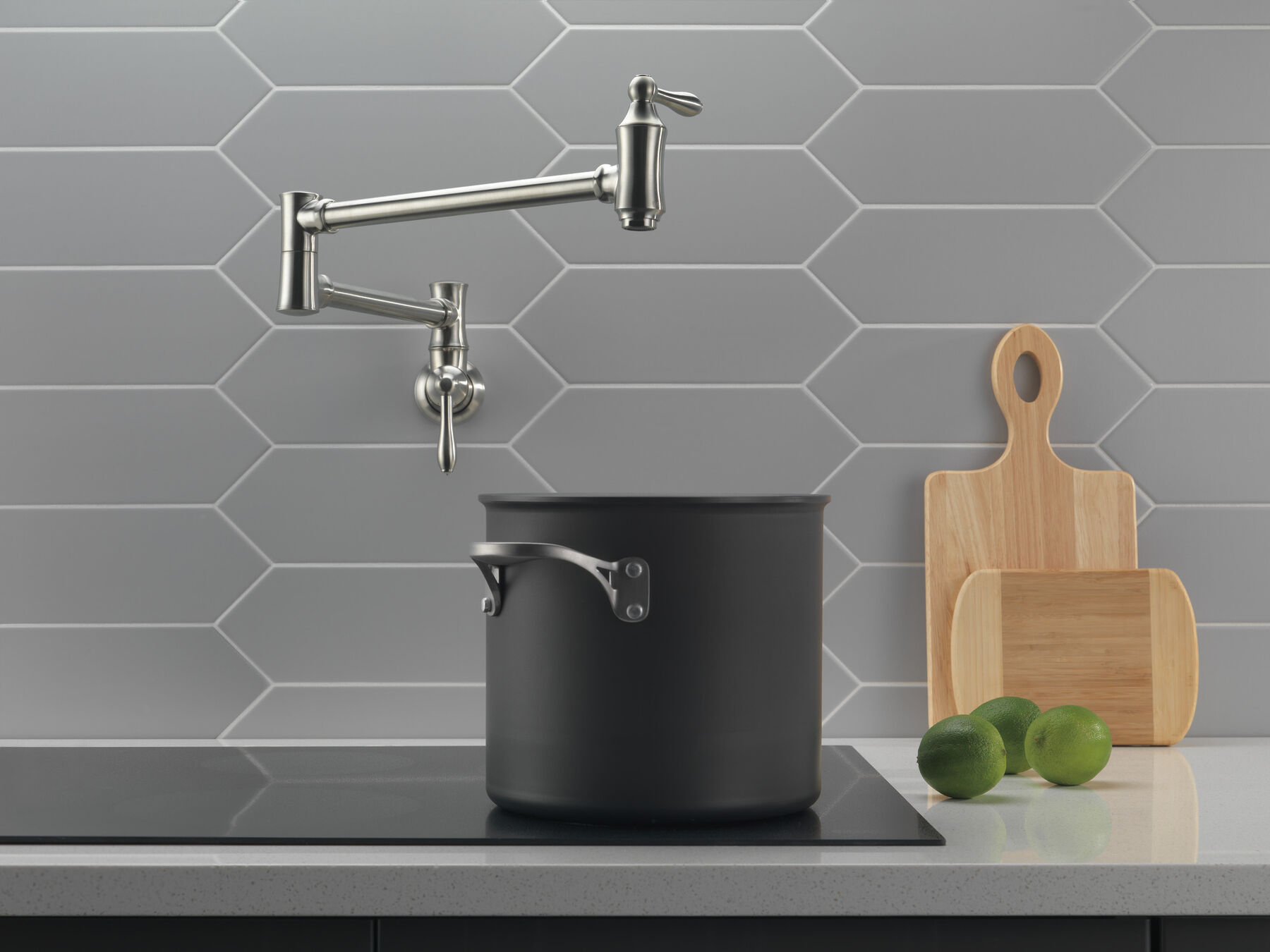 Traditional Wall Mount Pot Filler in Stainless 1177LF-SS | Delta Faucet