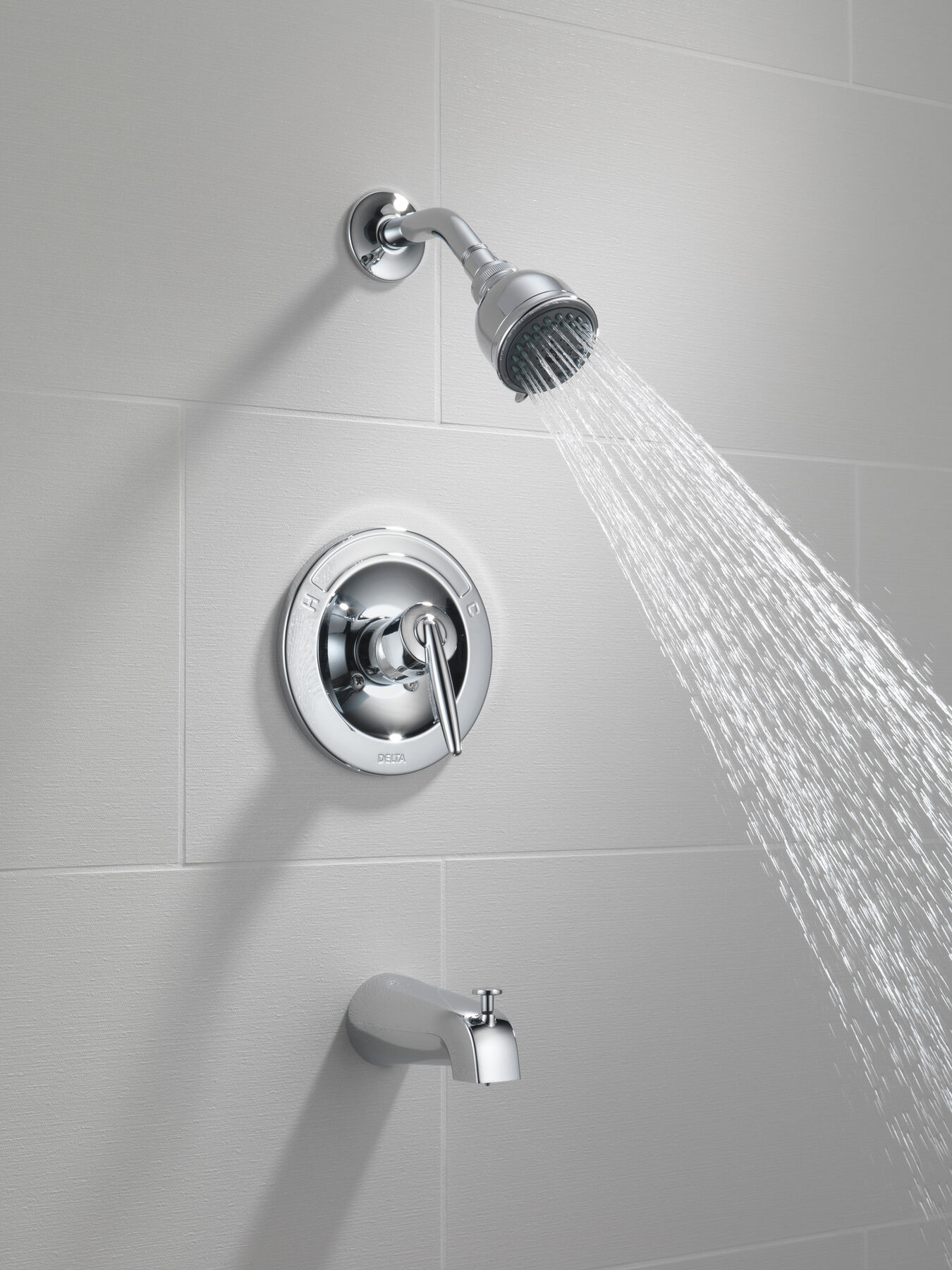In-Wall Tub and Shower - Stick Handle; with 3-Setting Shower Head ...