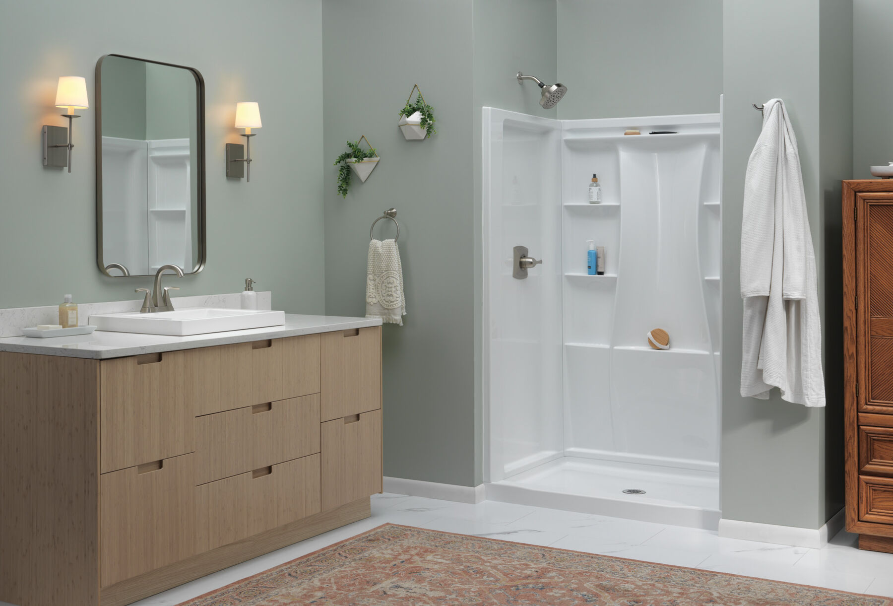 48x34 Alcove Shower Bundle - Center in High Gloss White BVS2-C5131-WH ...