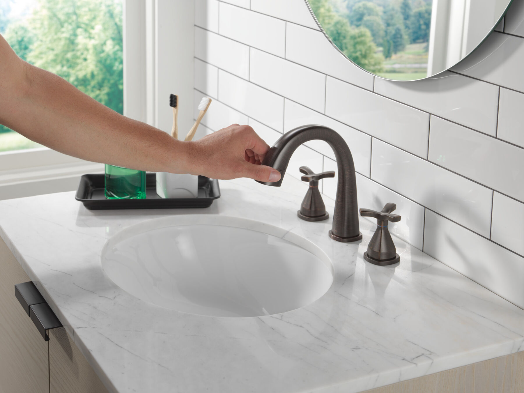 Two Handle Widespread Pull Down Bathroom Faucet in Venetian Bronze ...