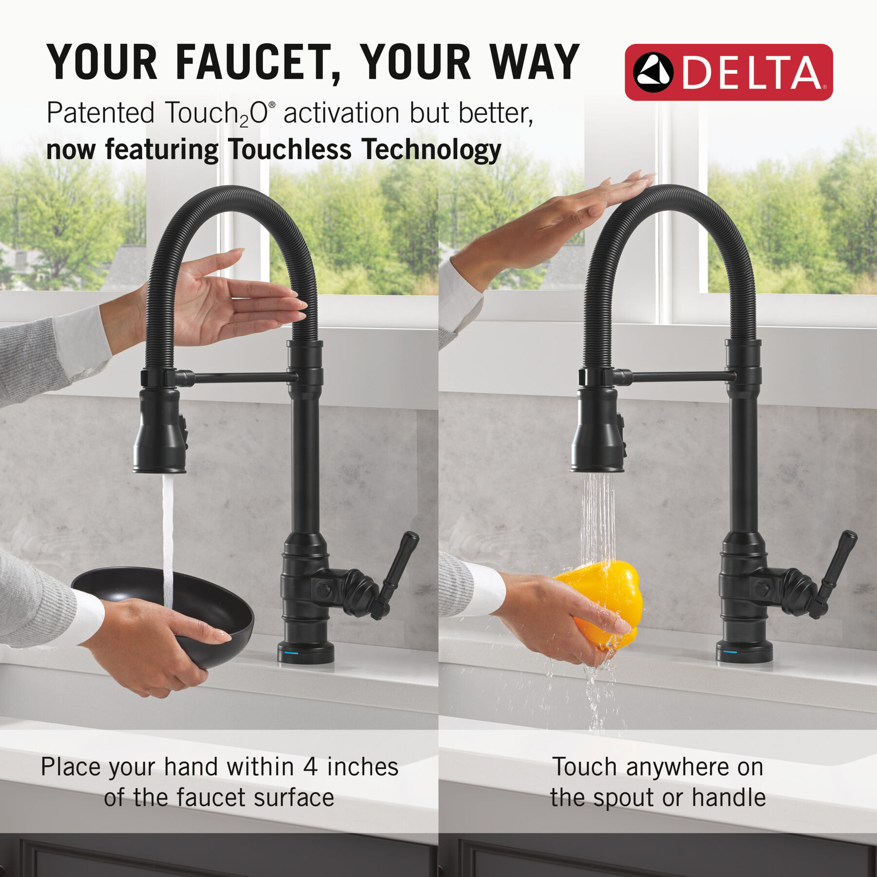 Touch2O® Technology Kitchen Faucet with Touchless Technology in Matte ...