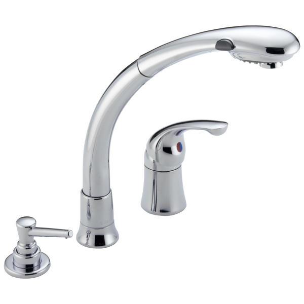 Single Handle Pull-Out Kitchen Faucet with Soap Dispenser in Chrome 474 ...