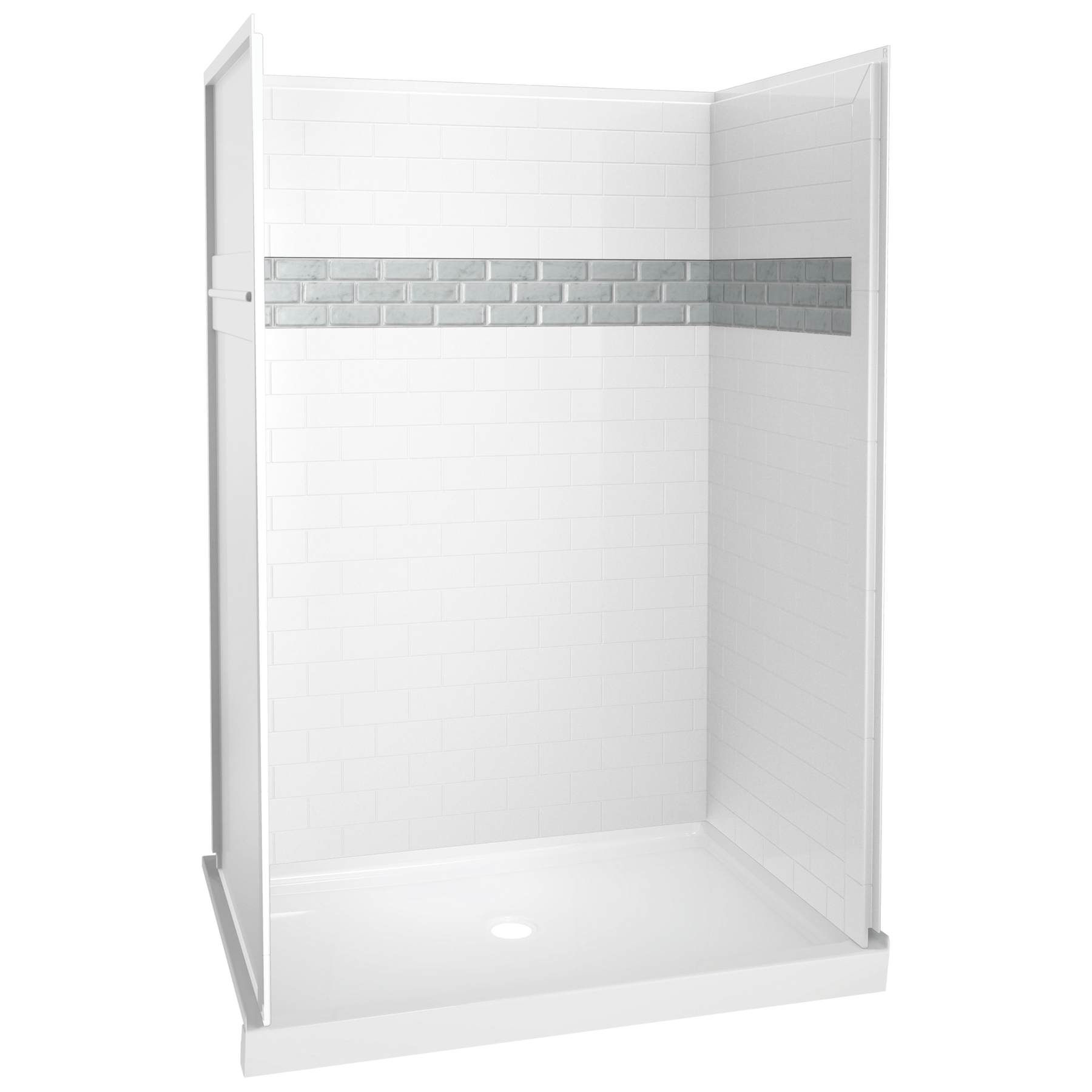 48'' x 74" x 34'' Shower Wall Set in High Gloss White B67414-4834-WH ...