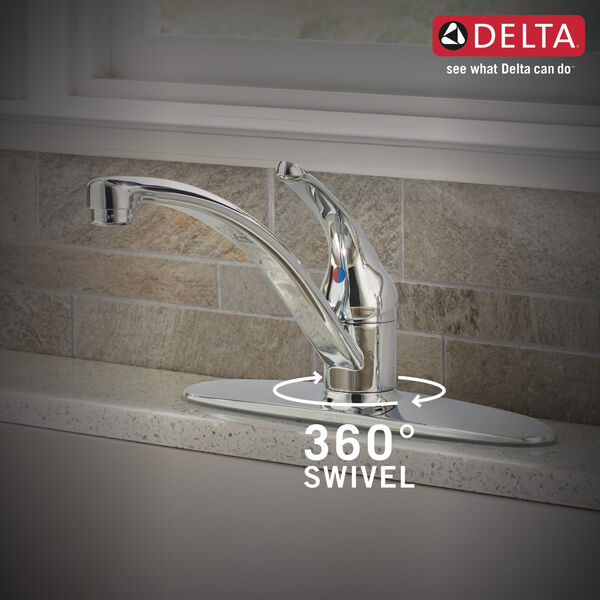Single Handle Kitchen Faucet in Chrome 10900LF | Delta Faucet