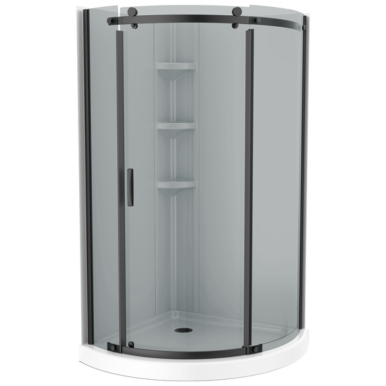 38x38 Corner Shower Bundle with Door - Classic Round with Glue Up Wall ...