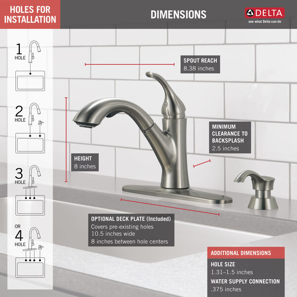 Single Handle Pull-Out Kitchen Faucet (Recertified) in Stainless 16932 ...