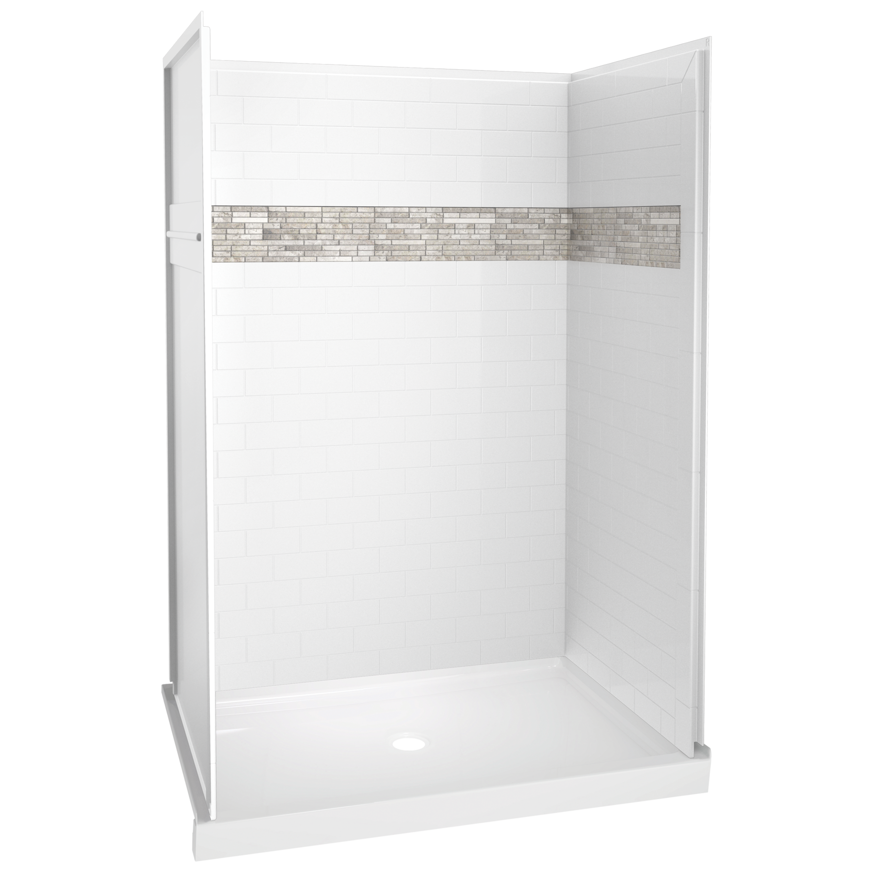 48'' x 74" x 34'' Shower Wall Set in High Gloss White B67414-4834-WH ...