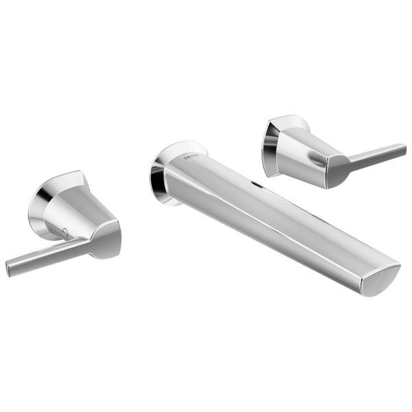 Two Handle Wall Mount Bathroom Faucet in Lumicoat® Chrome T3571LF-PR-WL | Delta Faucet