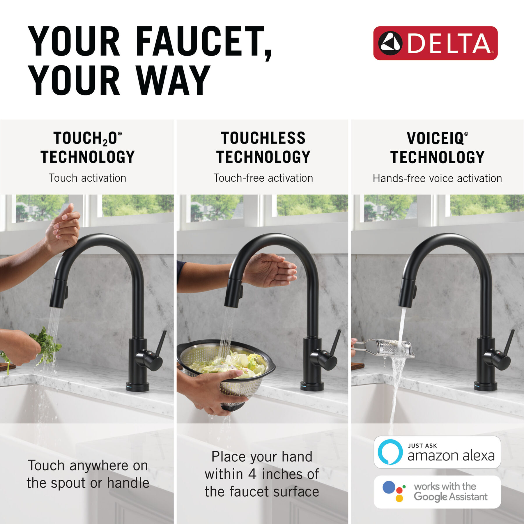 VoiceIQ® Kitchen Faucet with Touch2O® with Touchless Technology in ...