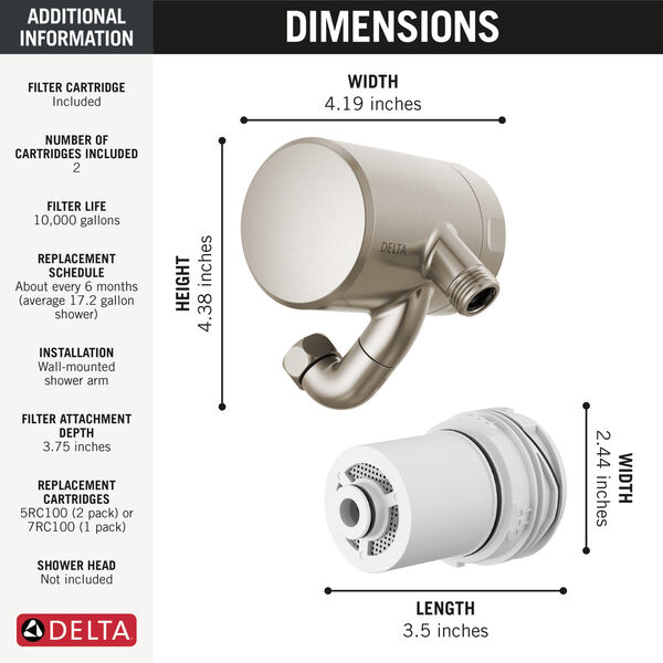 Premium Shower Filter with Extra Filter Bundle in Stainless FVS2-CF7804 ...