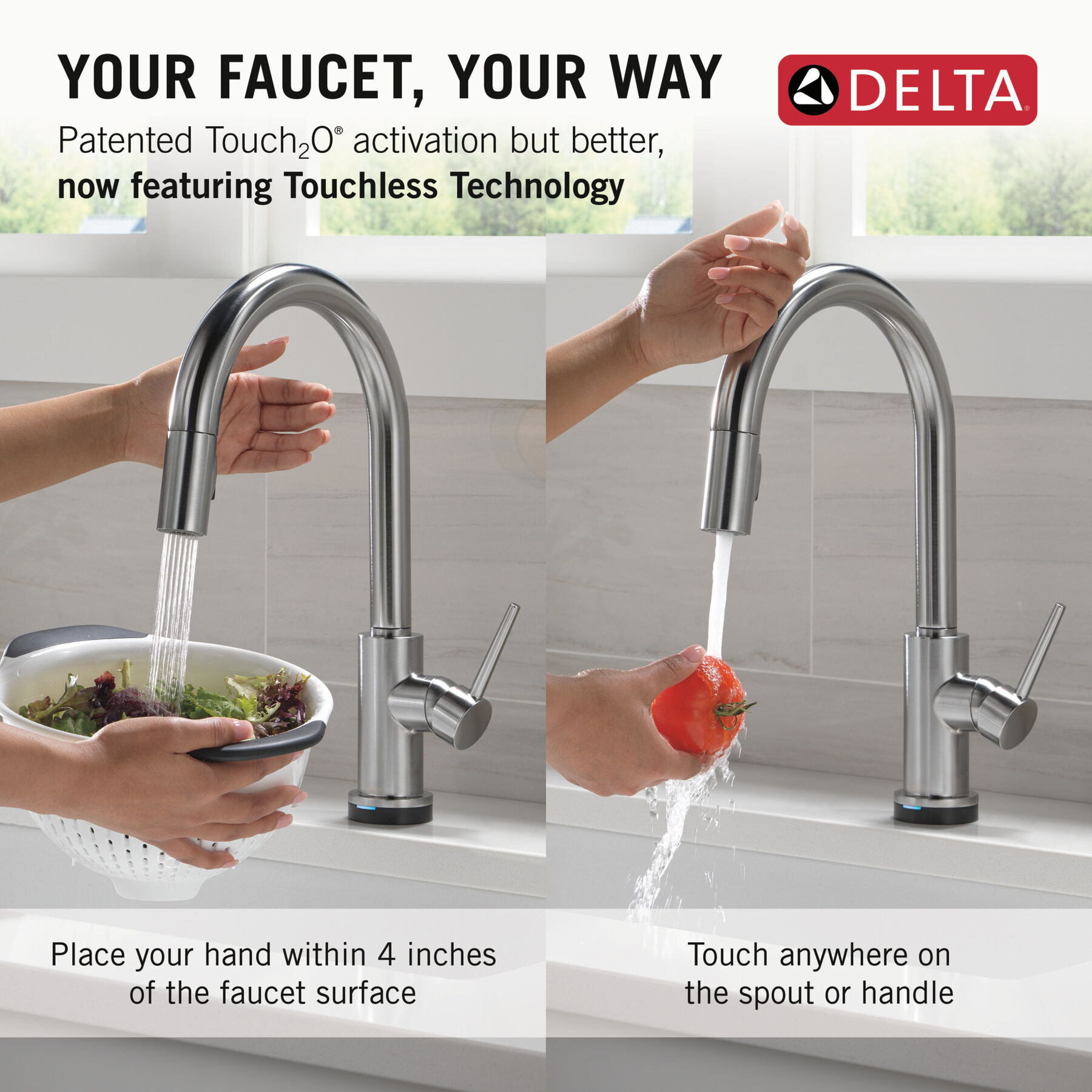 Touch2O® Kitchen Faucet with Touchless Technology in Arctic Stainless ...