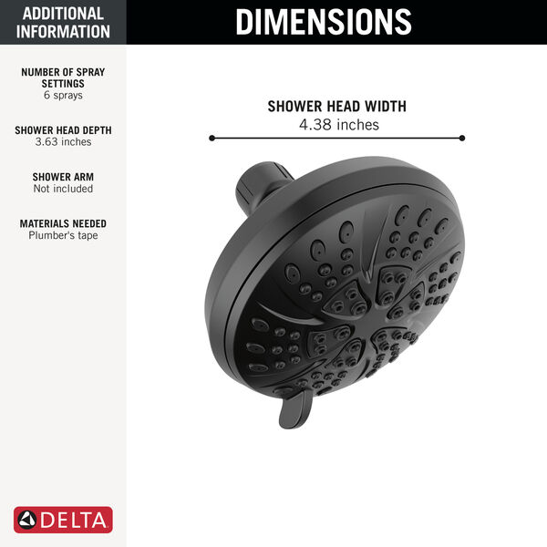 6-Setting Shower Head in Matte Black 75661DBL | Delta Faucet
