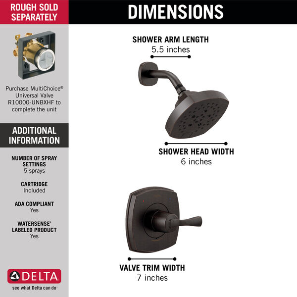 14 Series Shower Only in Venetian Bronze T14276-RB | Delta Faucet