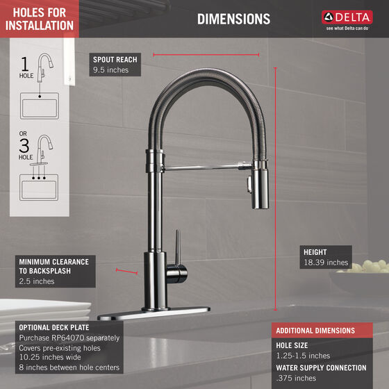 Single-Handle Pull-Down Spring Kitchen Faucet (Recertified) in Chrome ...