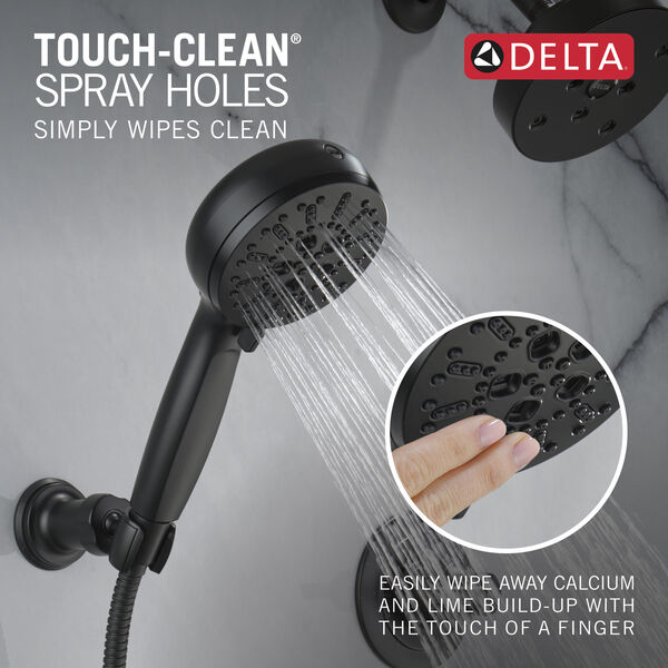 7-Setting Wall Mount Hand Shower with Cleaning Spray in Matte Black ...