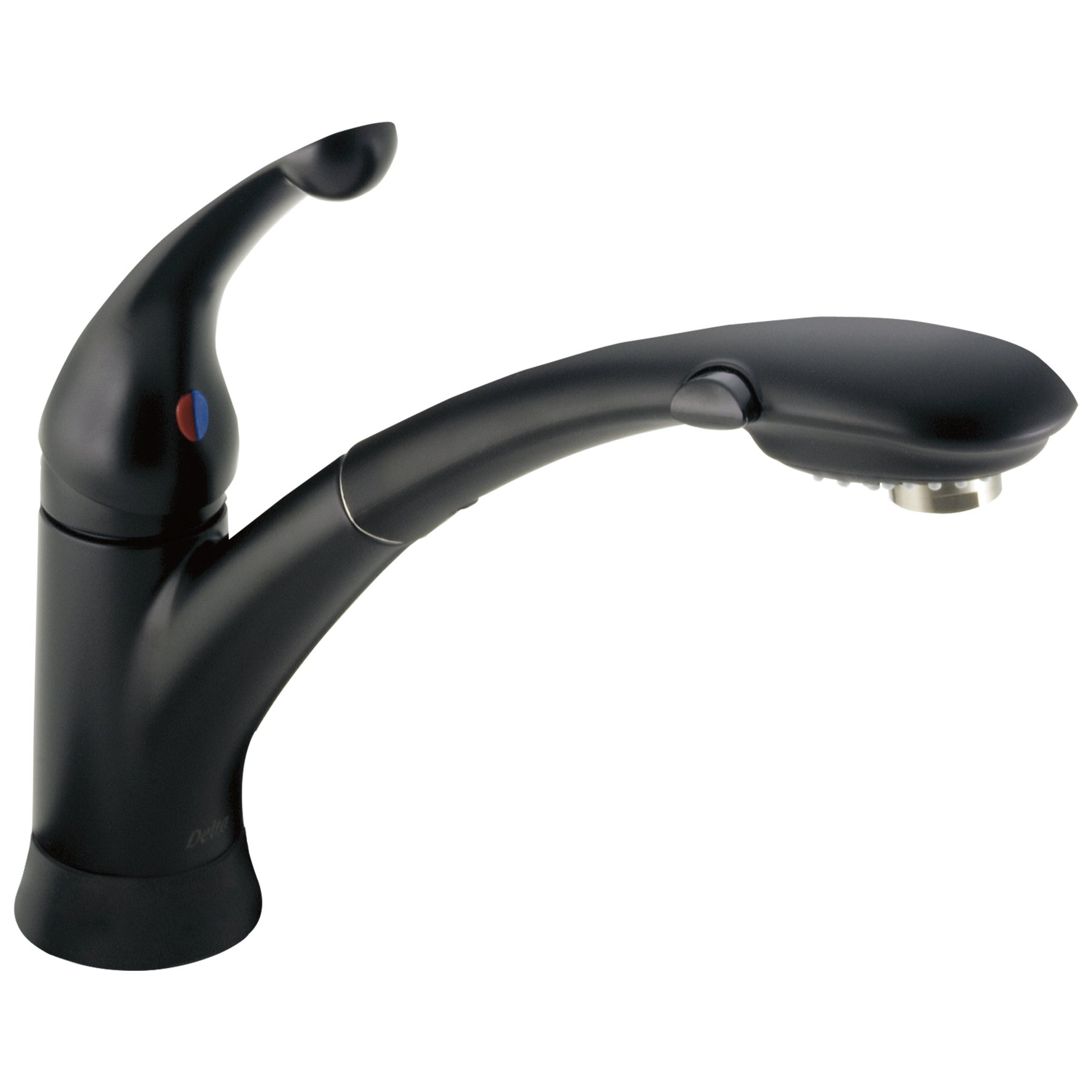 Single Handle Pull-Out Kitchen Faucet in Matte Black 470-BL-DST | Delta ...