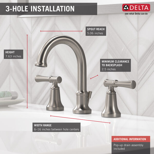 Two Handle Widespread Bathroom Faucet (Recertified) in Spotshield Brushed Nickel 35747LF-SP-R ...