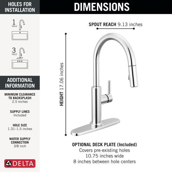 Single Handle Pull-Down Kitchen Faucet in Chrome 19867LF | Delta Faucet