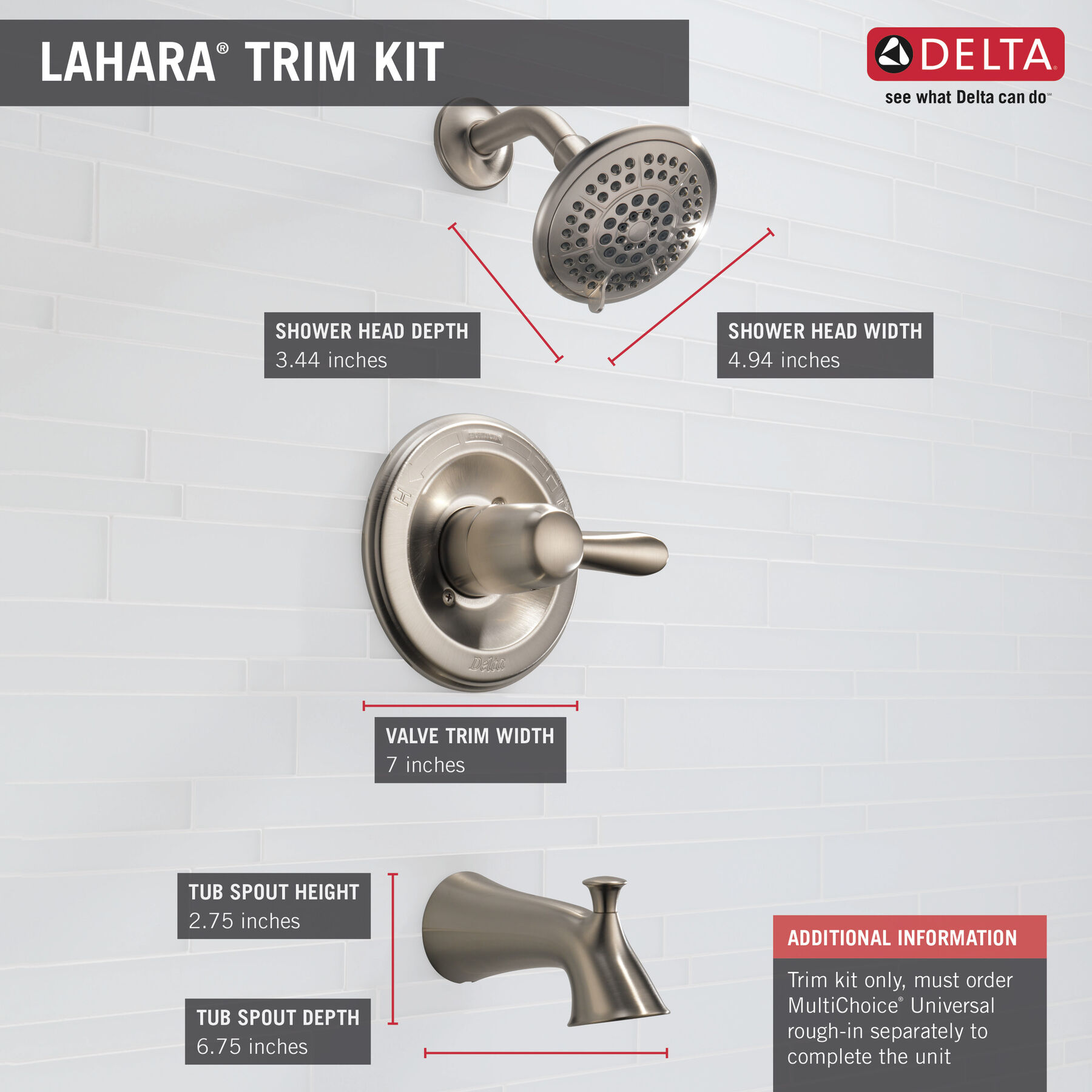 Monitor® 14 Series Tub & Shower Trim in Stainless T14438-SS | Delta Faucet