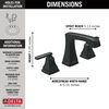 Two Handle Widespread Lavatory Faucet - Metal Pop-Up in Matte Black 3564-BLMPU-DST | Delta Faucet