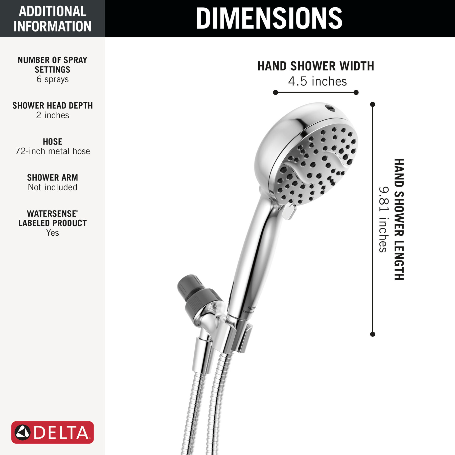6-Setting Hand Shower with Cleaning Spray in Chrome 75739 | Delta Faucet