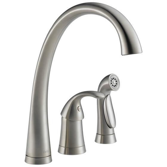 Single Handle Kitchen Faucet with Spray in Stainless 4380-SS-DST ...