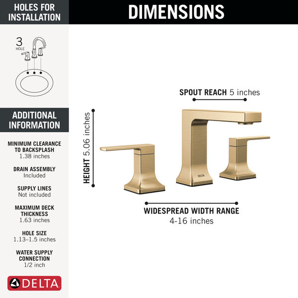Two Handle Widespread Bathroom Faucet in Champagne Bronze 3537LF-CZMPU | Delta Faucet