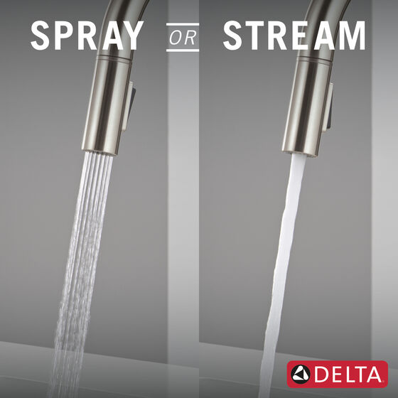 Single Handle Pull-Down Kitchen Faucet in Stainless 19867LF-SS | Delta ...