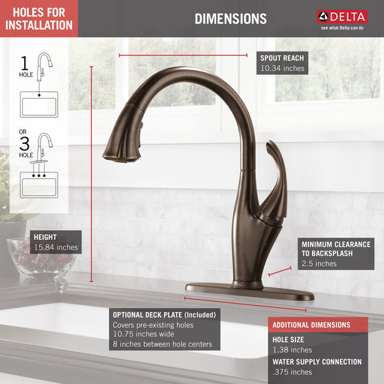 Touch2O Pull-Down Kitchen Faucet 1L (Recertified) in Venetian Bronze ...