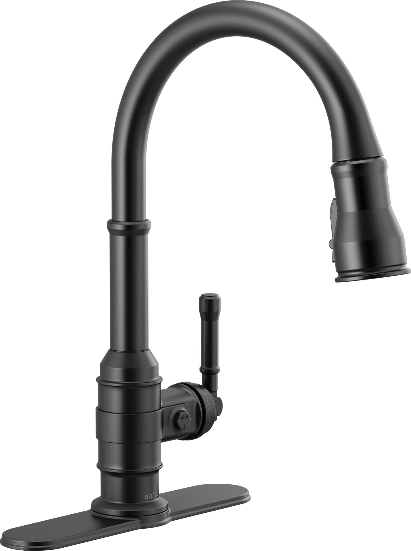 Single Handle Pull-Down Kitchen Faucet in Matte Black 9190-BL-DST ...