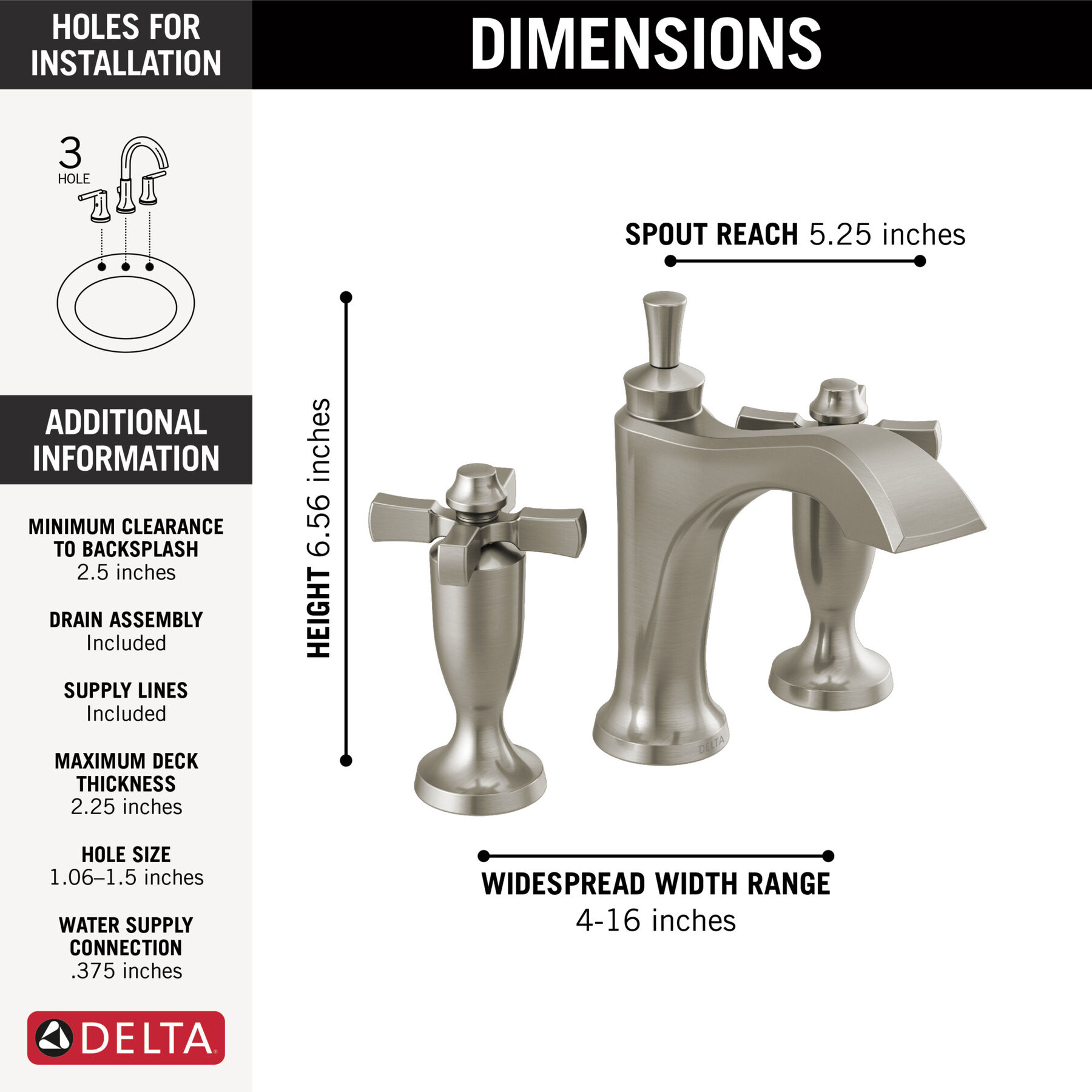Two Handle Widespread Bathroom Faucet in Stainless 3557-SSMPU-DST | Delta Faucet