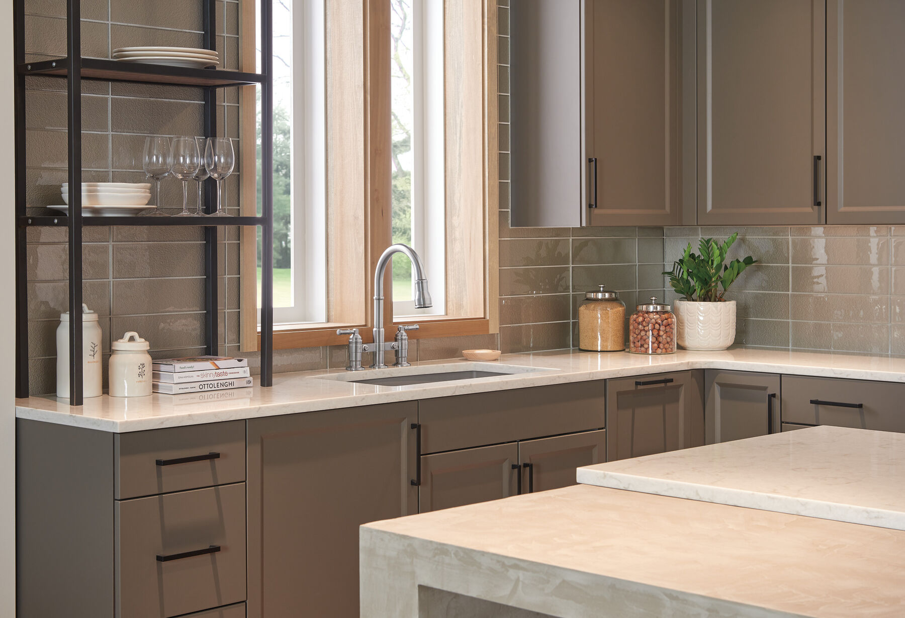 Two Handle Pull-Down Bridge Kitchen Faucet in Arctic Stainless 2390L-AR ...